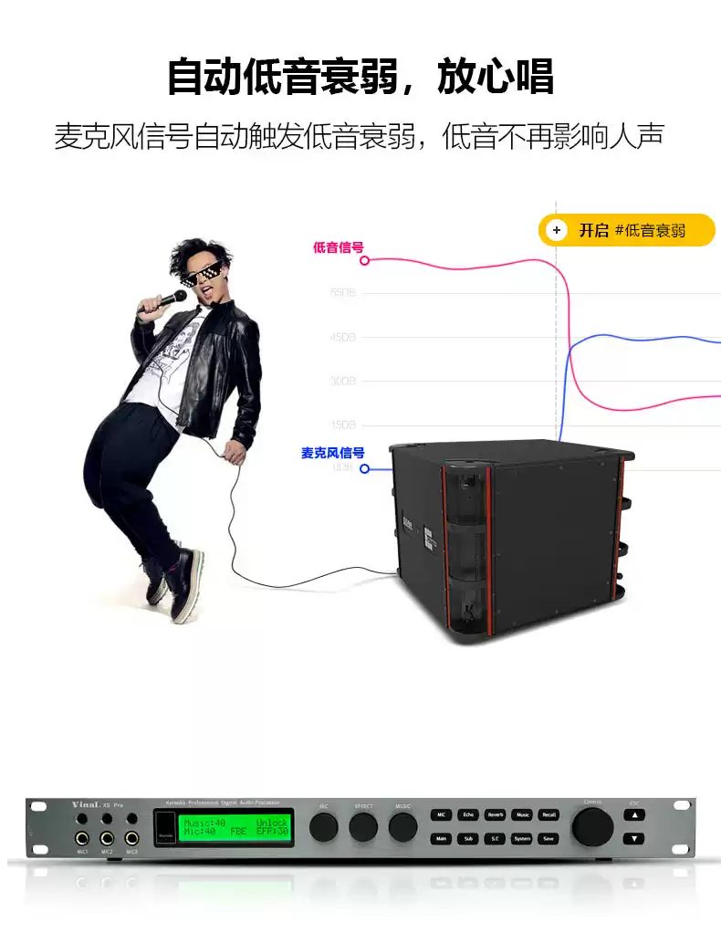 Vinal韵乐X5 PRO前级效果器KTV防啸叫处理器混响器DSP反馈抑制器