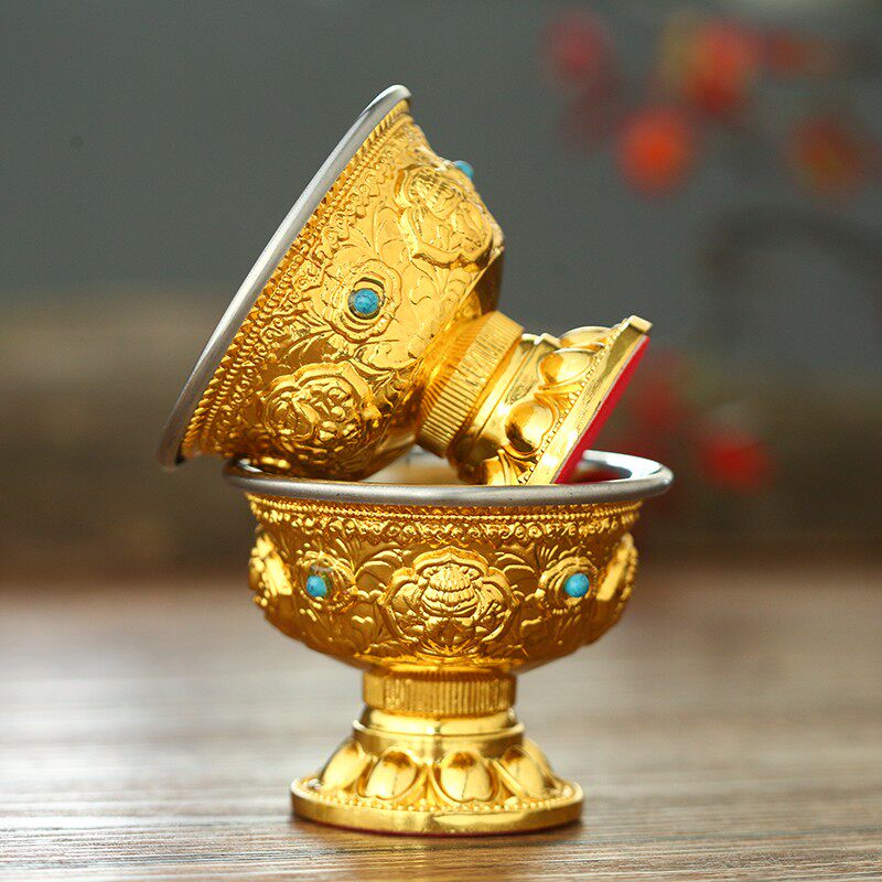 Tibetan eight auspicious symbols tall buddha cup! water purification ...
