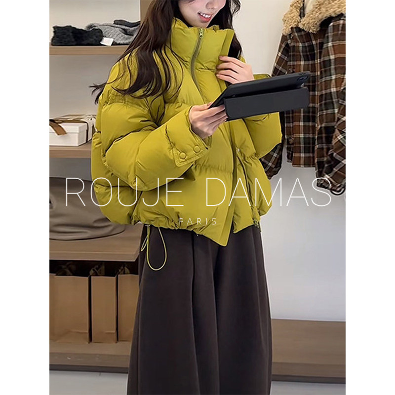 rouje damas 韩系短款立领羽绒服外套女冬季款加厚宽松保暖面包服