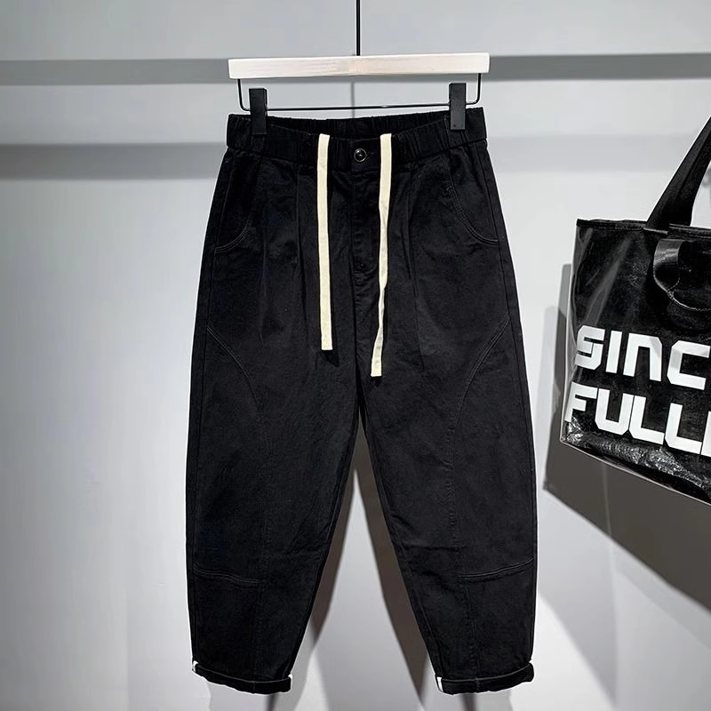 大码300斤复古潮流休闲工装裤男女春夏宽松百搭阔腿锥形小脚裤ins-Taobao