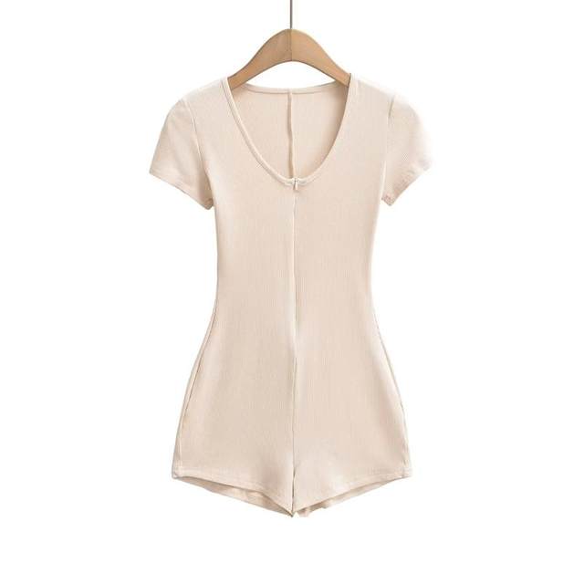 Little Ru European and American hot girl U-neck half zipper short ...