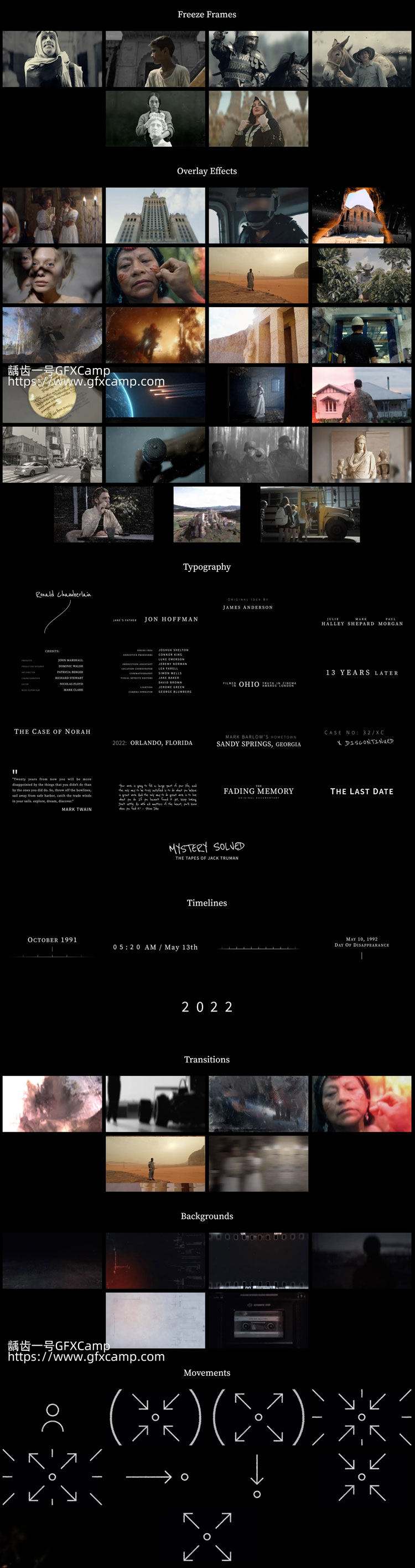 FCPX/达芬奇插件-76组复古历史纪录片视频特效叠加转场文字标题字幕动画预设 mDocumentary – 龋齿一号GFXCamp