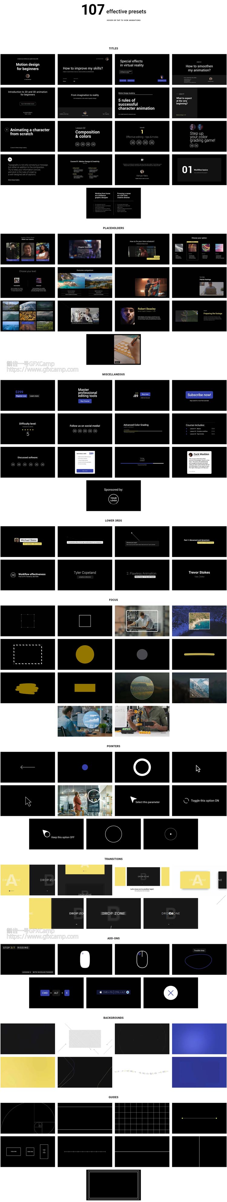 FCPX/达芬奇插件-100组教程课程文字讲解操作注释人物介绍字幕动画预设 mTutorial | 龋齿一号GFXCamp