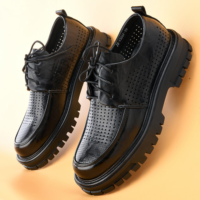 Business casual men's shoes breathable hollow leather shoes for men's ...