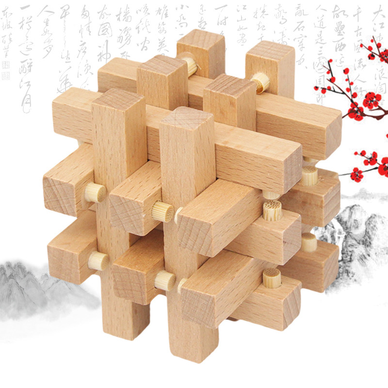 [USD 6.29] Solid wood six kongming lock Luban lock Dragon pendulum tail ...