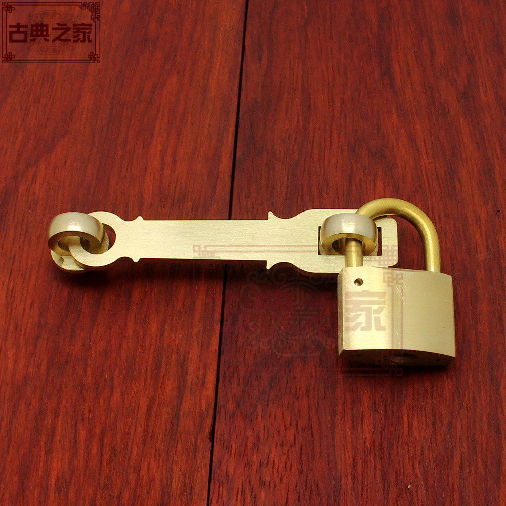 Chinese pure copper lock Antique lock chain Padlock buckle Door ...