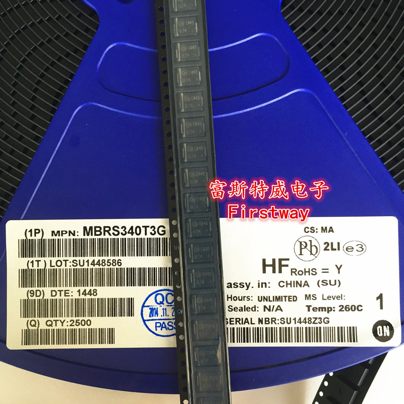 [USD 4.01] SMD Schottky Diode MBRS340T3G B34 3A 40V SMC DO-214AB ...