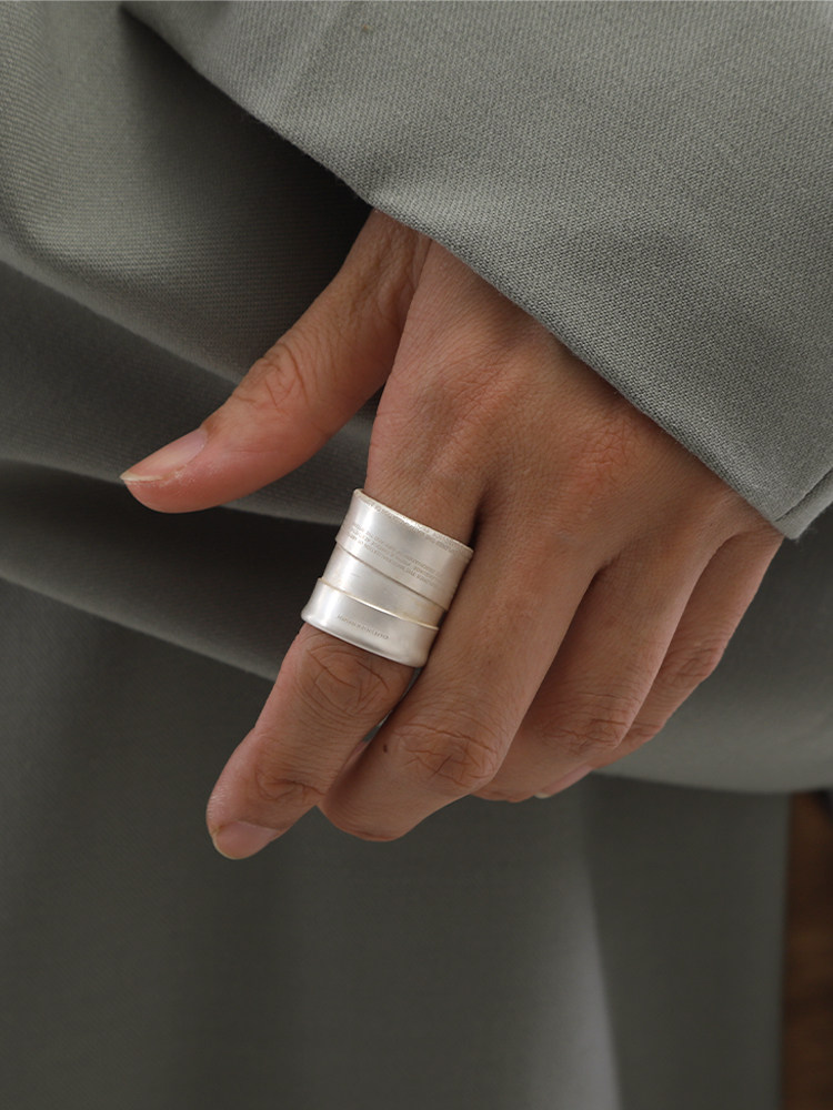 Outsiderinside Folded Handmade 925 Silver Burnt White Wide Folded Band ...