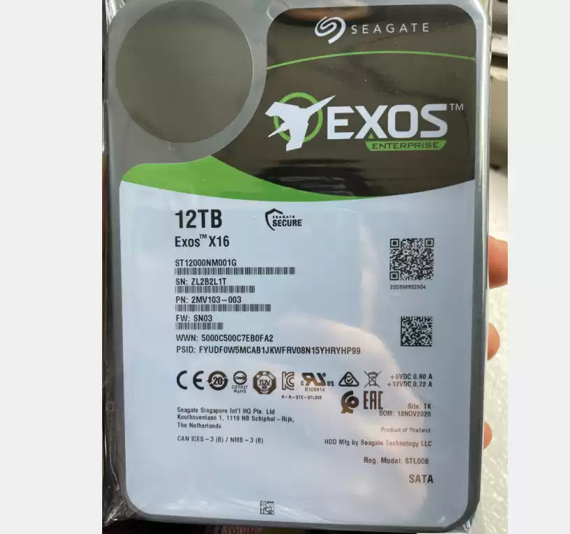 希捷12T硬盘 12TB X16 银河EXOS监控机械硬盘企业级ST12000NM001G