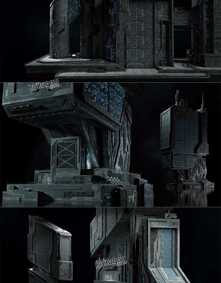 PBR科幻未来概念工业建筑3d模型Kitbash3D-Sci-Fi Industrial - KitBash3D模型 - 绘图狗-设计灵感素材集散地