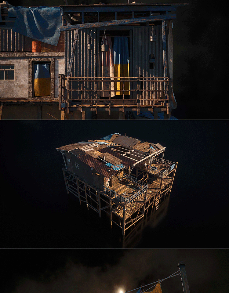 破旧街区C4D平民窟建筑模块棚户区3D模型素材Kitbash3D-Favelas - KitBash3D模型 - 绘图狗-设计灵感素材集散地