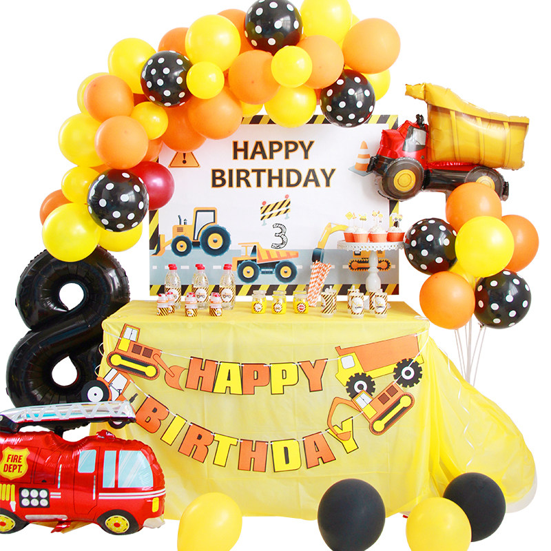 [USD 7.70] Engineering car theme party Boys Children's birthday ...
