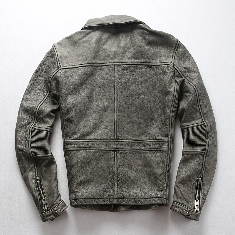 AVFLY真皮皮衣：男人的硬汉标配，翻领水洗石磨做旧，重塑经典机车风！-皮衣-淘宝百科网