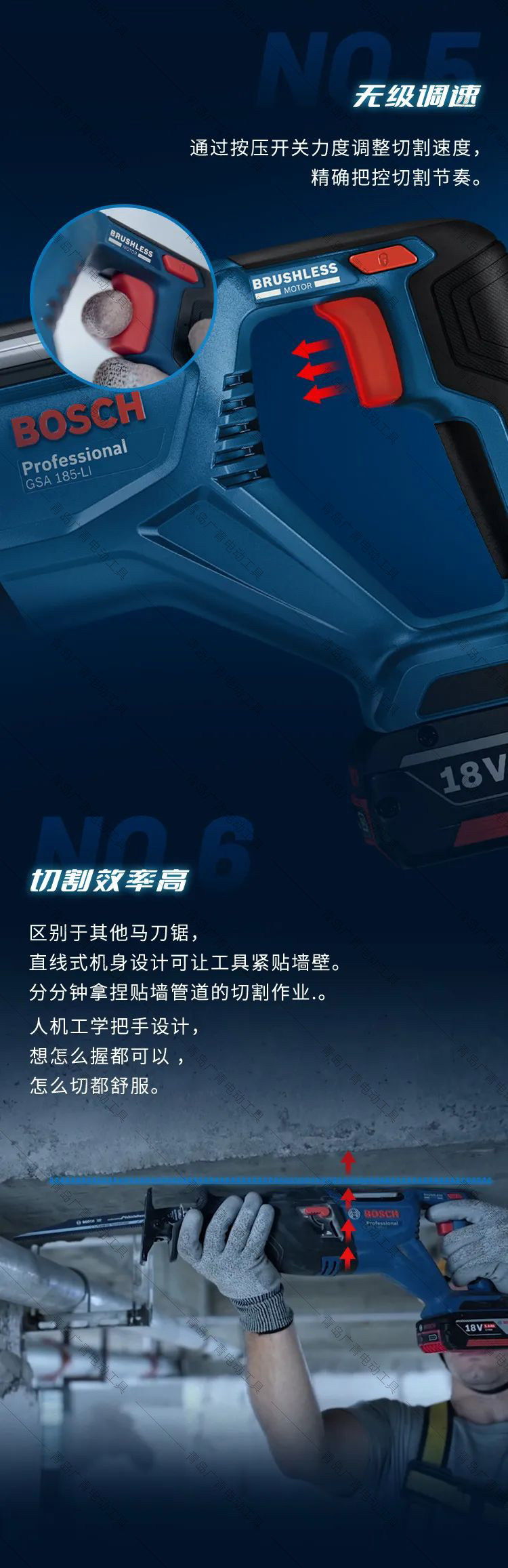 德国BOSCH博世GSA185-LI充电马刀锯无刷电动往复锯金属木材切割锯-阿里巴巴