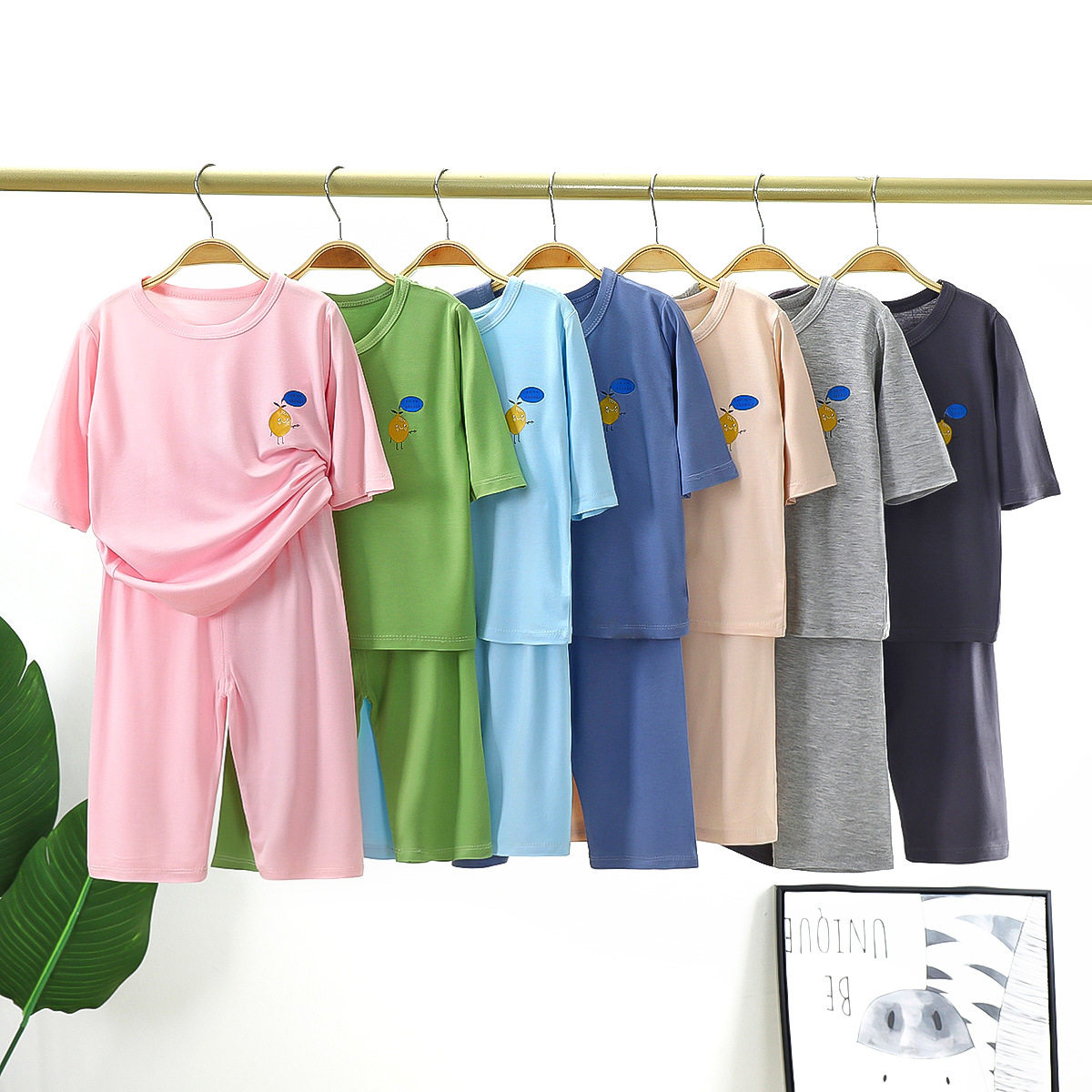 Summer New Children's Modal Short-sleeved T-shirt Set Boys and Girls ...