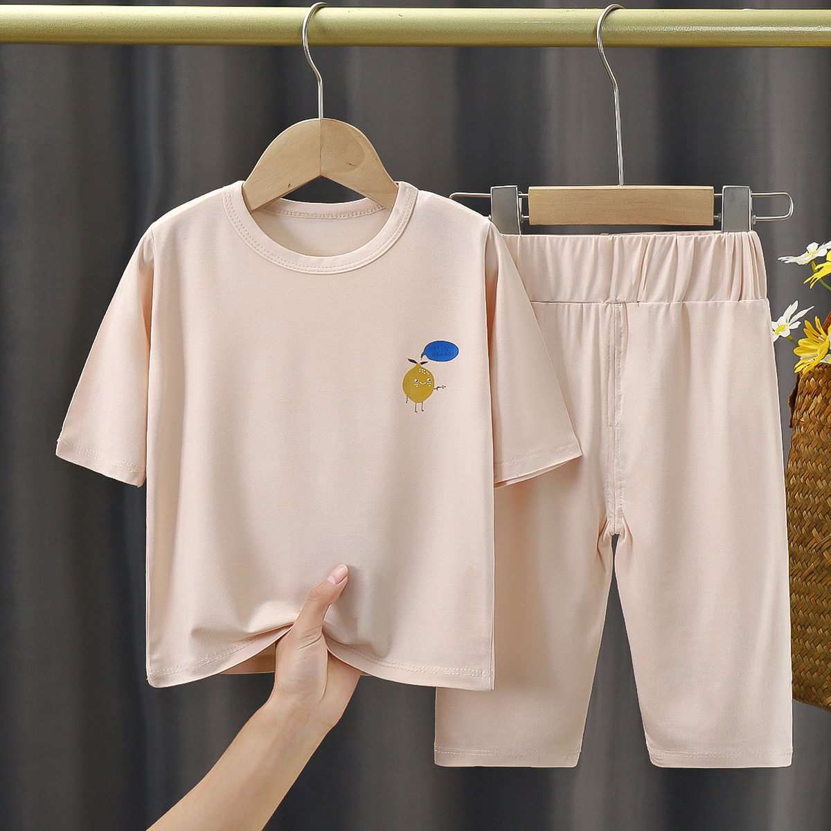 Summer New Children's Modal Short-sleeved T-shirt Set Boys and Girls ...