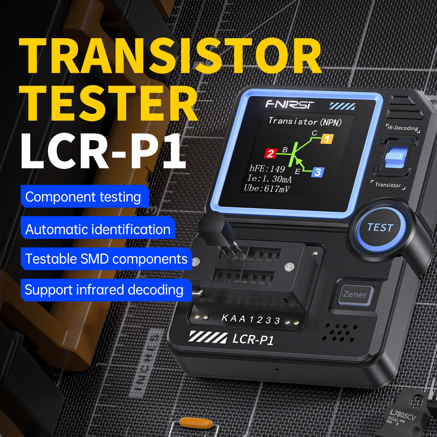 FNIRSI LCR-P1 Multifunction transistor tester Handheld mini