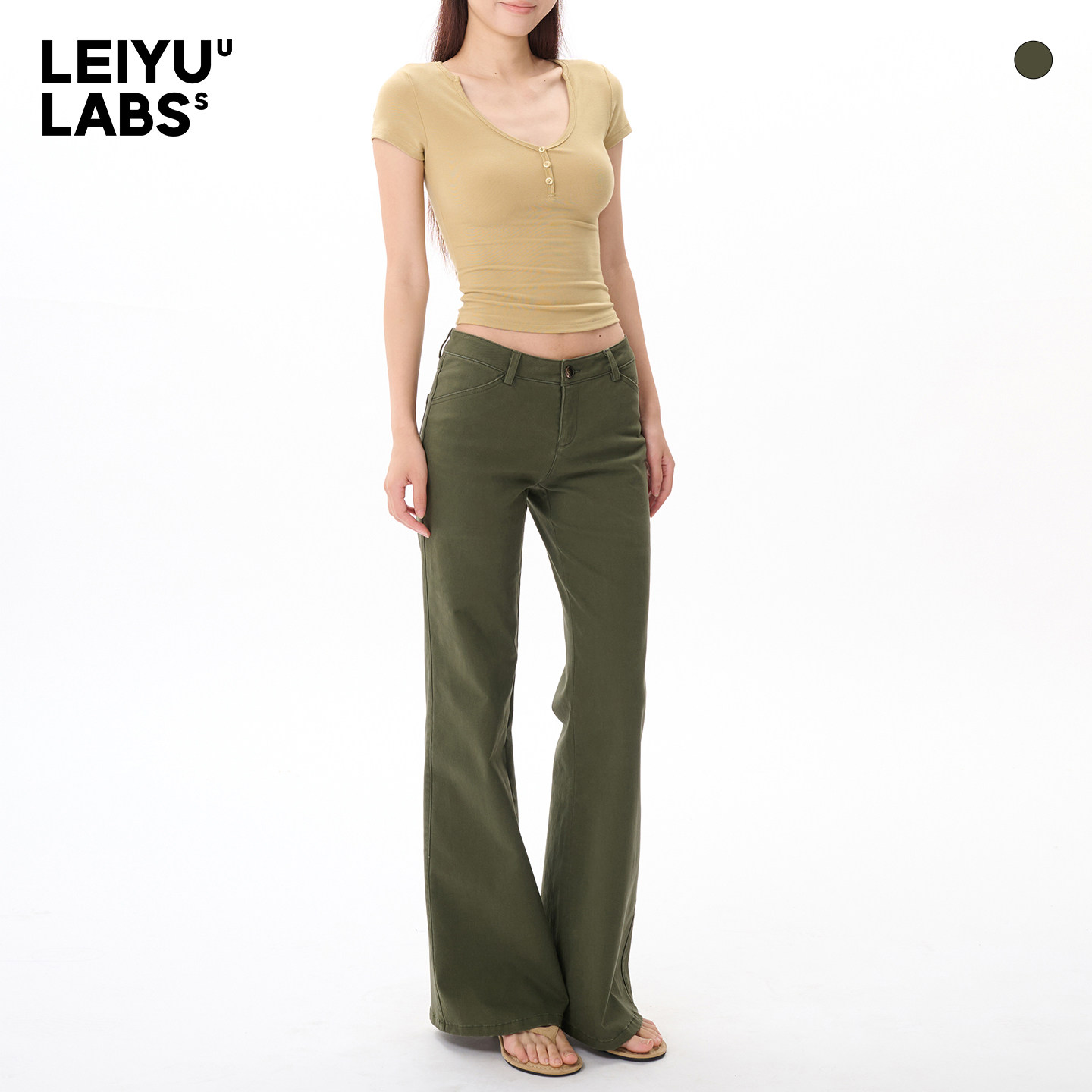 LEIYU LABS微喇水洗工装裤女夏2025年新款紧身显瘦低腰休闲喇叭裤