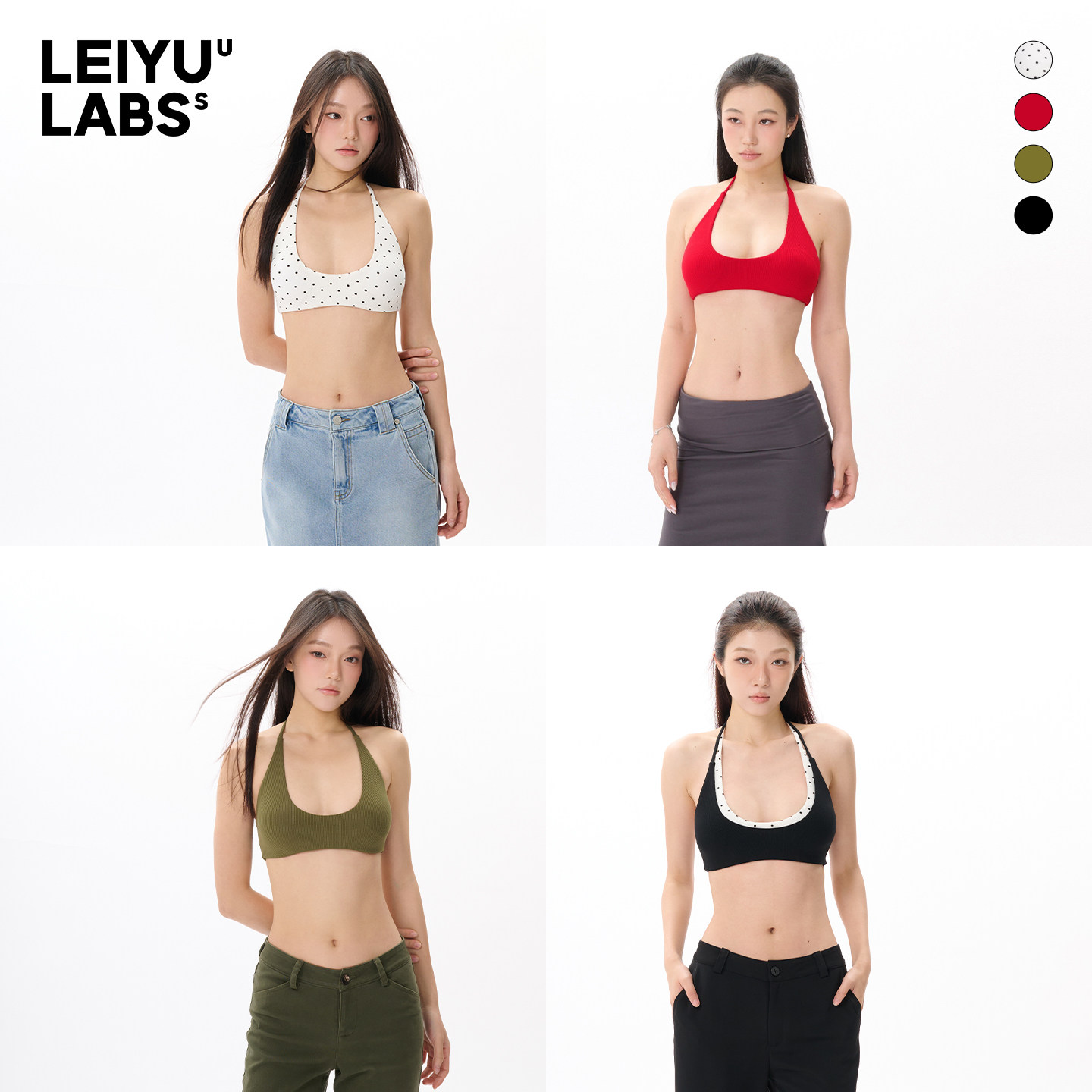 LEIYU LABS挂脖系带吊带背心女2025年夏季新款带胸垫叠穿内搭上衣