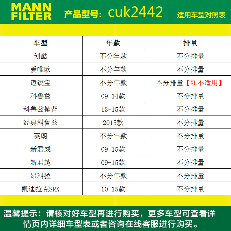 曼牌空调滤芯升级版来了！CUK2442被替代，君威君越车主们看过来！-空调滤芯-淘宝好物网