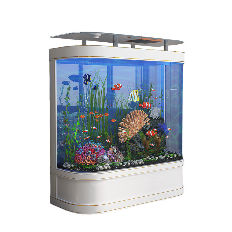 New light luxury fish tank Aquarium Living room round floor-to-ceiling ...