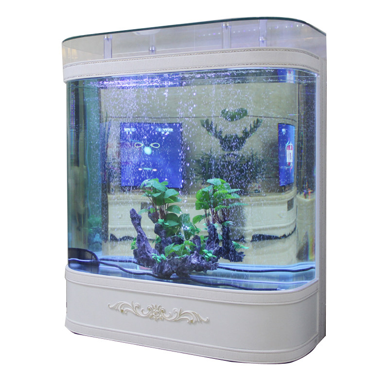European fish tank aquarium living room floor-to-ceiling home arc ...