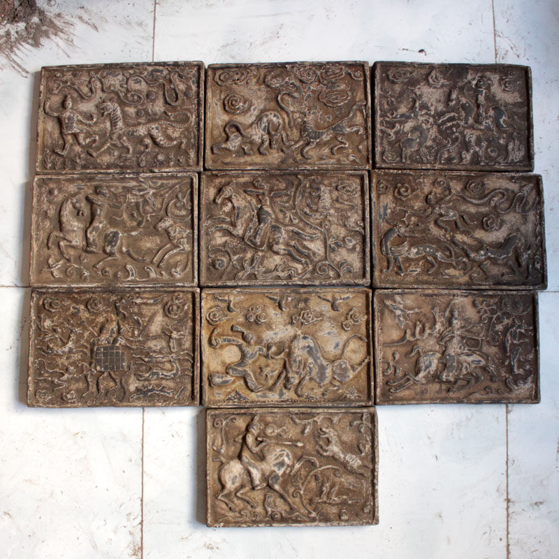 [USD 32.80] Hanb brick hunting picture brick carving pottery ware ...
