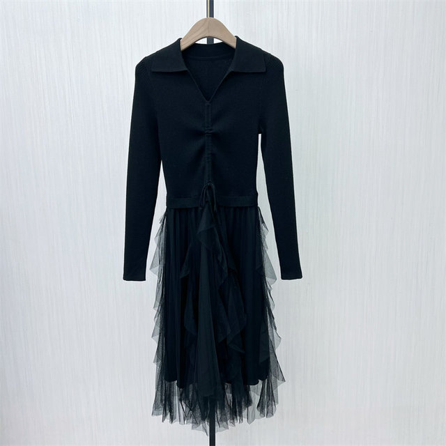 True Love 2024 Autumn New Knitting Stringing Fake Fake Two Dresses ...