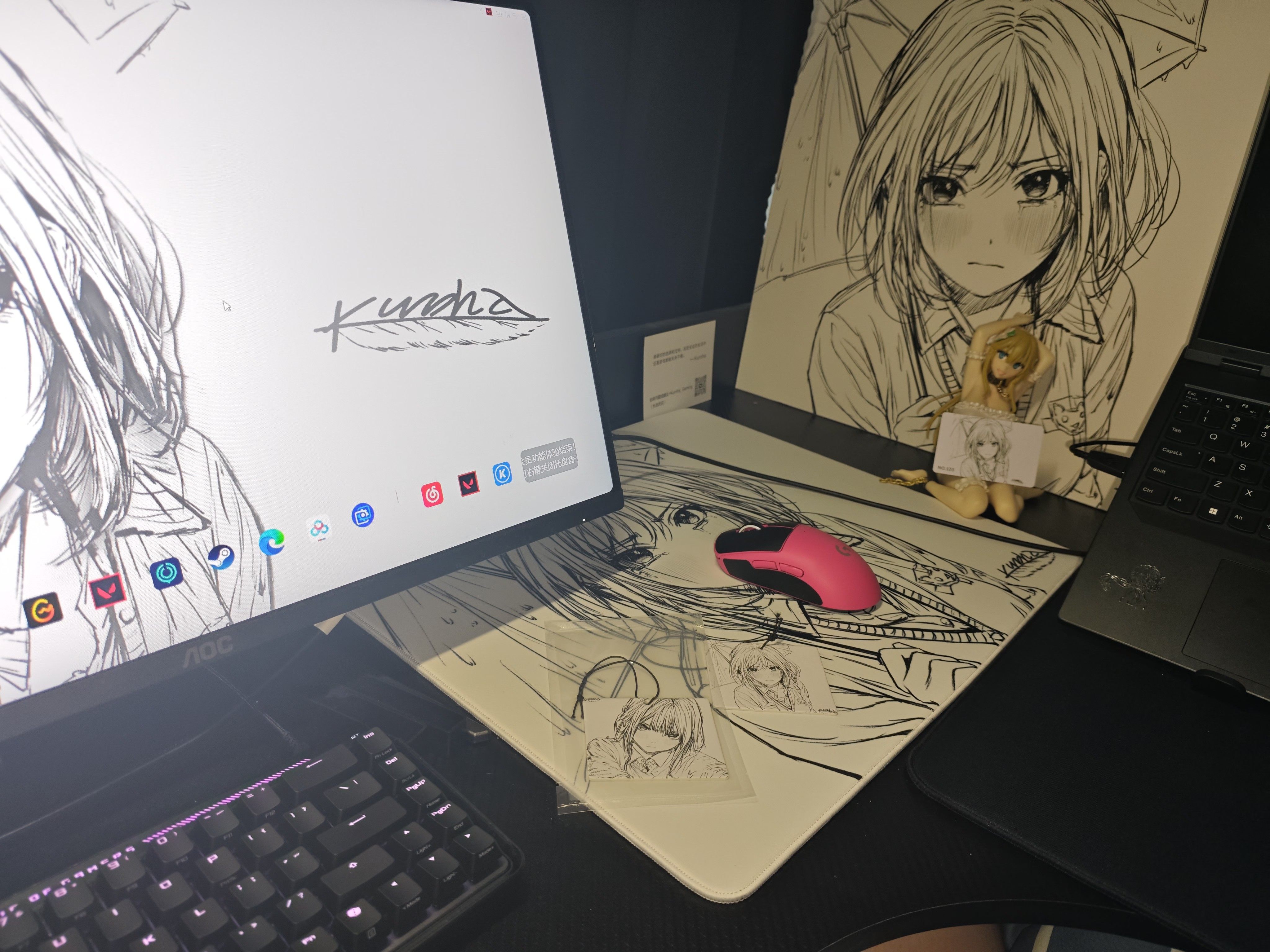 Kuroha 欲语 线稿聚氨酯底胶白色包边二次元鼠标垫评价 - 淘宝网
