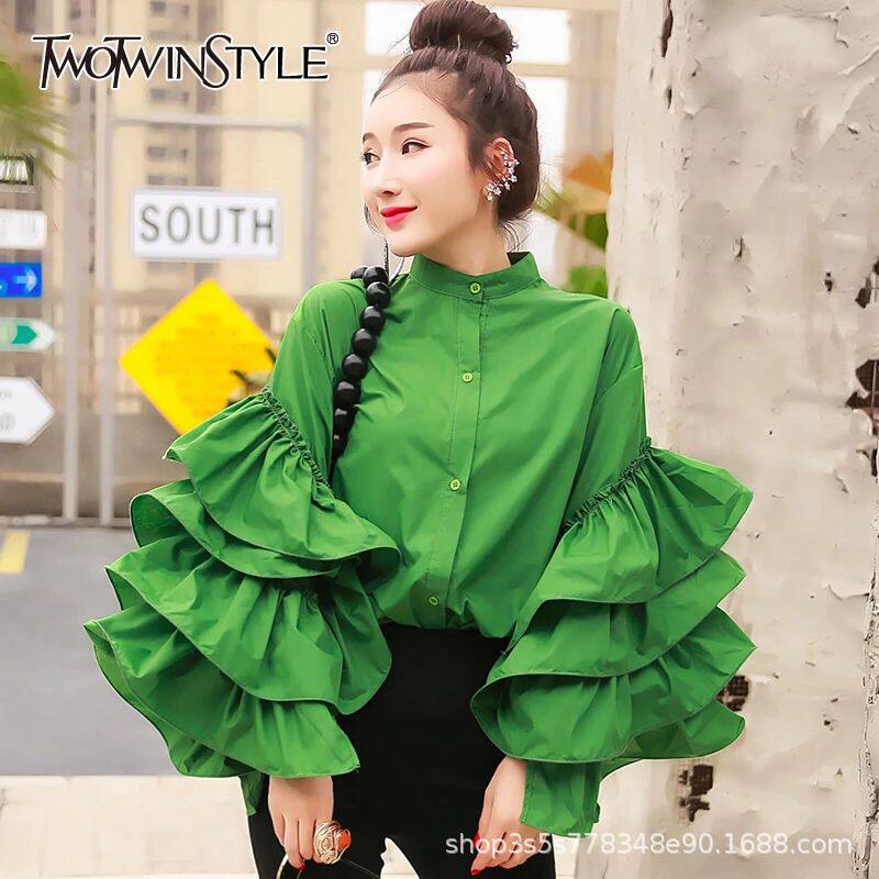Fashionable shirt, women's multi-layer ruffled flared sleeve