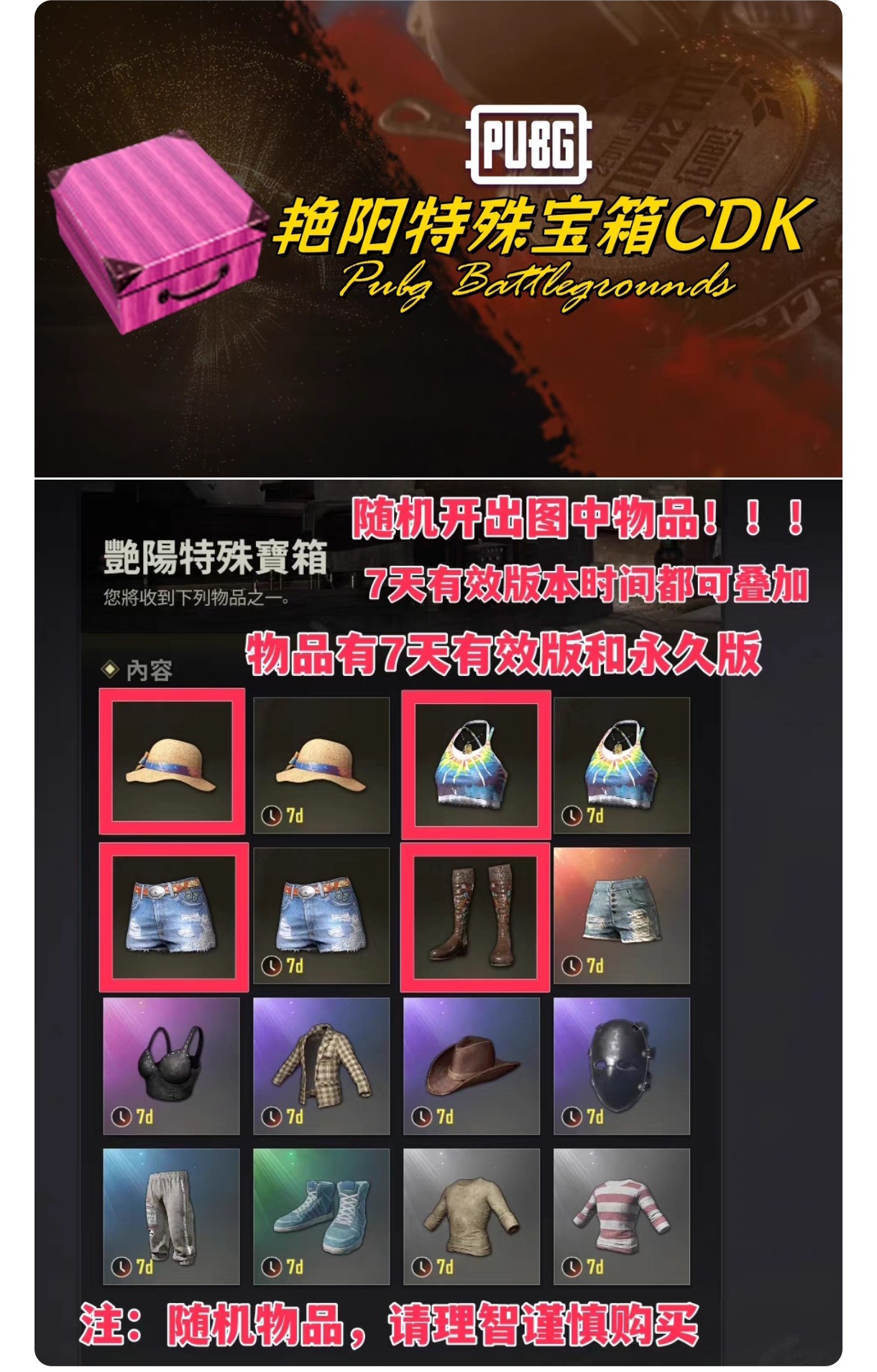 絕地求生 PUBG 豔陽特殊CDK寶箱（永久）-Taobao