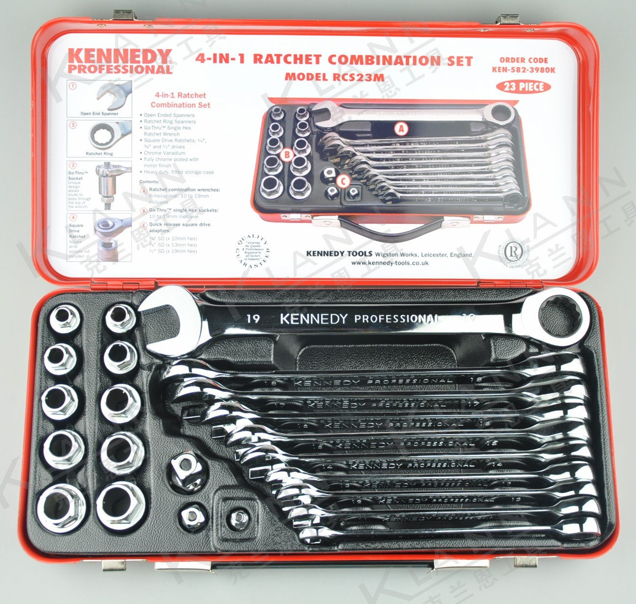 UK KENNEDY professional ratchet wrench sleeve Set KEN-582-3980K Cromwell