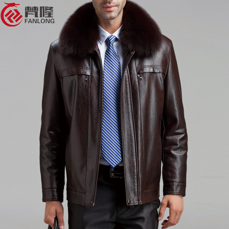 Купить Одежда из кожи 梵隆男装 特价冬装男士皮衣狐狸毛领山貂内胆皮草中老年尼克服 Van Gogh/long FL ...