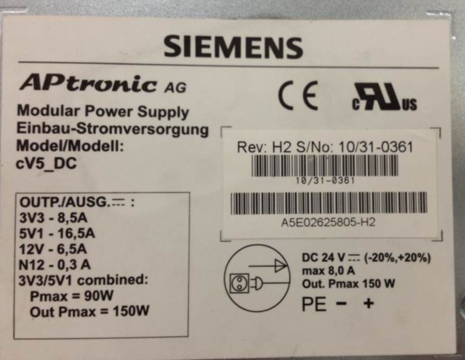 Aptronic AG CV5-DC FOR SIEMENS A5E02625805-H2,H3,D2電源模組,