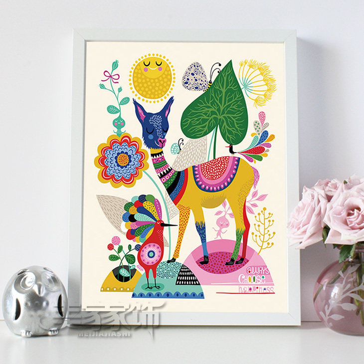 Купить Фреска 动物卡通装饰画宜家走廊壁画创意儿童房客厅挂画卧室床头画三联画 Beautiful house ...