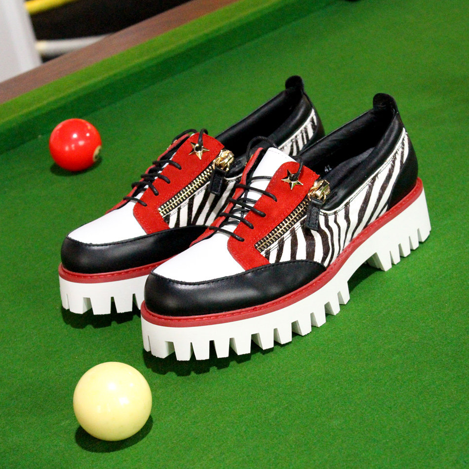 JINIWU My Ni Ji Zebra Platform Shoes Horse Hair Color-matching Hand ...