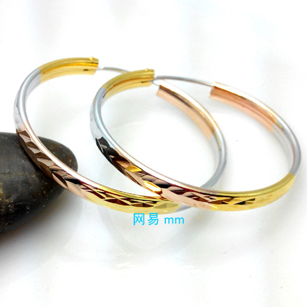 Flash 3 color silver earrings thick earrings women models authentic S925 sterling silver plated ...