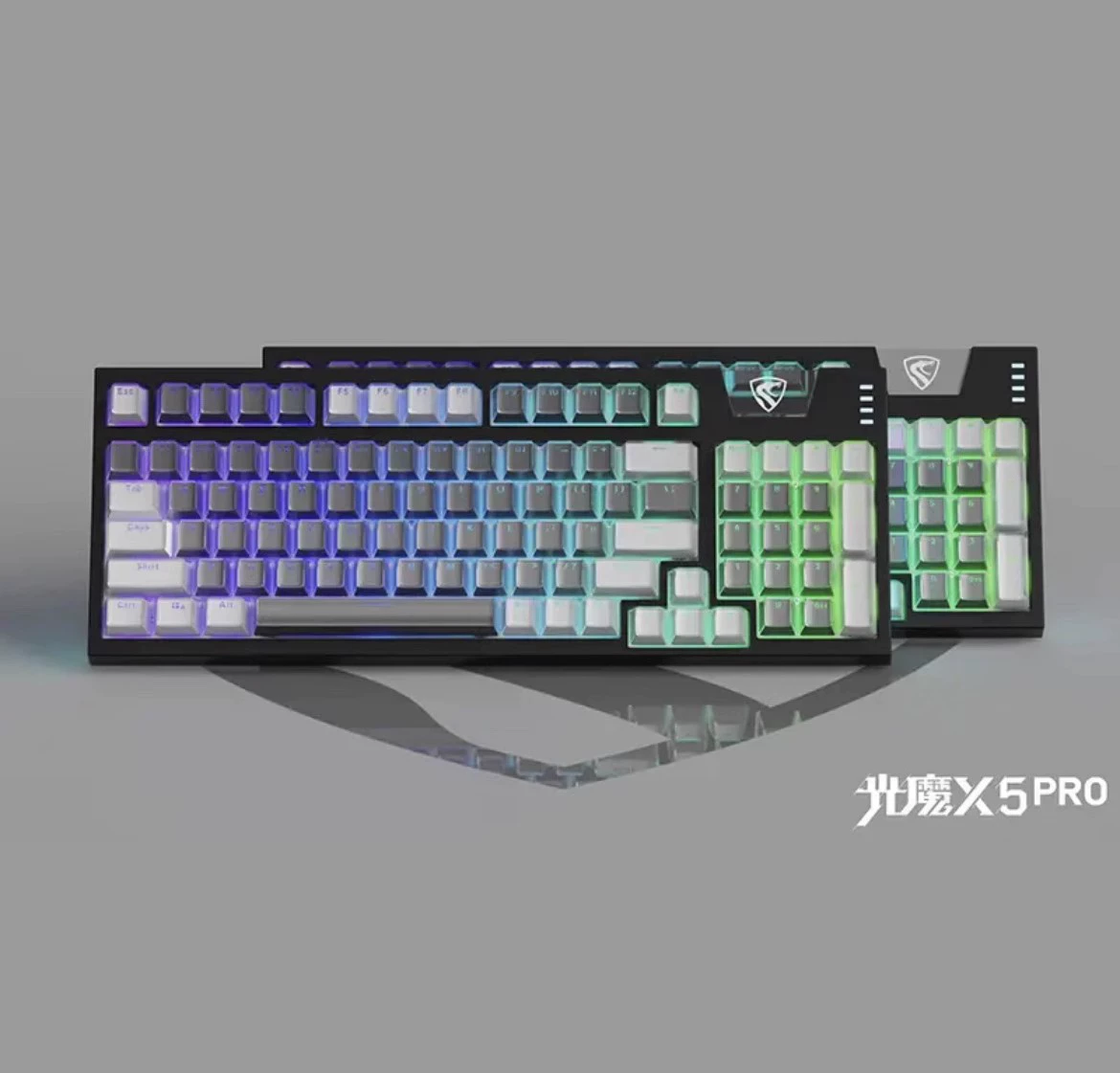 腹灵光魔X5PRO电竞游戏机械键盘光轴吃鸡青有线防水发光网吧同款