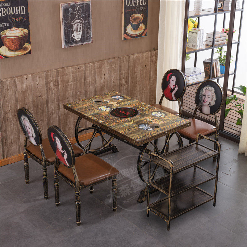 Hot pot table Induction cooker All-in-one Commercial retro skewer ...