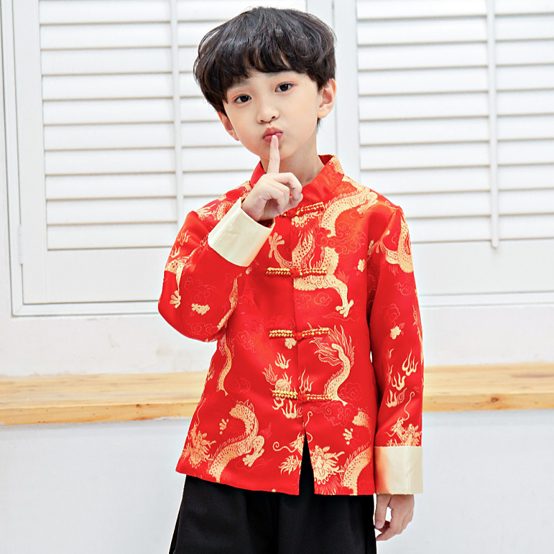 New style children's Tang suit boy's Tang suit spring long sleeve top ...