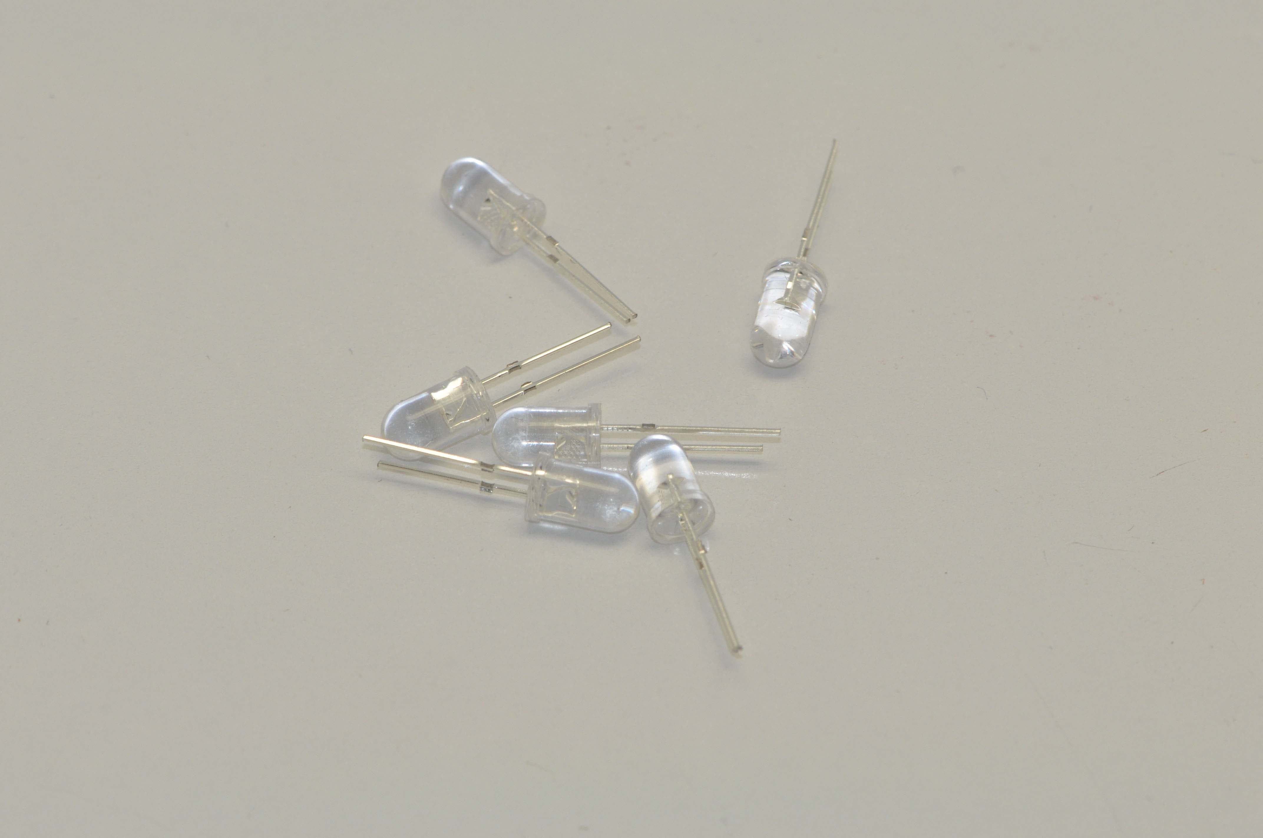 LED Light Emitting Diode 5MM Round Head White Red Light (Pack of 50)