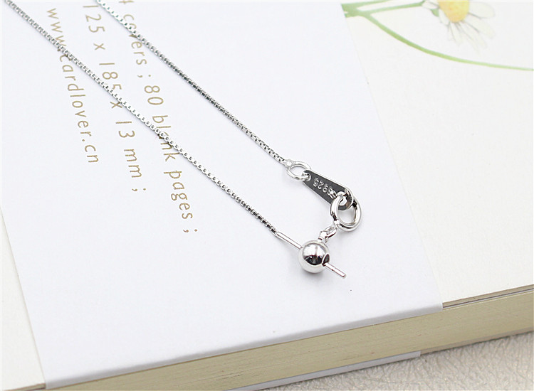 S925纯银DIY手工项链镀金饰品配件 盒子链 含硅胶球可调节细链子-阿里巴巴