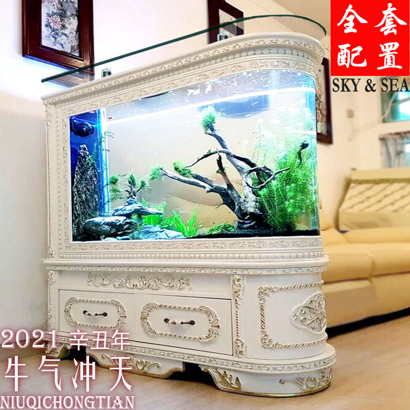 European-style bullet living room fish tank screen aquarium super white ...