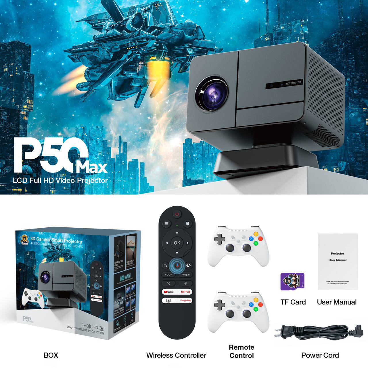 🎮 New trend of home theater, p50max game console projector 🌟