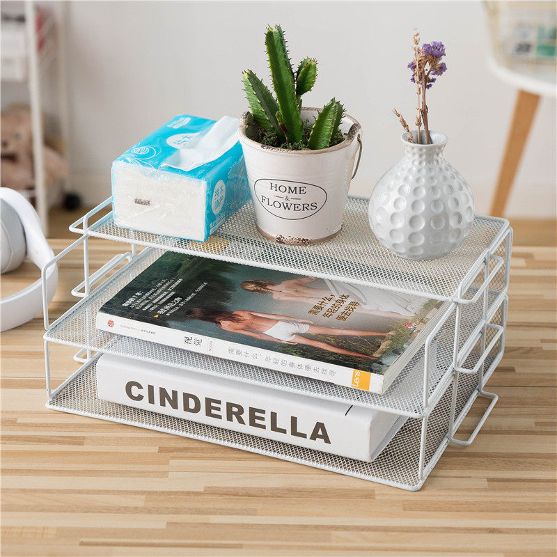 [USD 9.79] Creative Office Desktop Multi-layer File Shelf Metal ...
