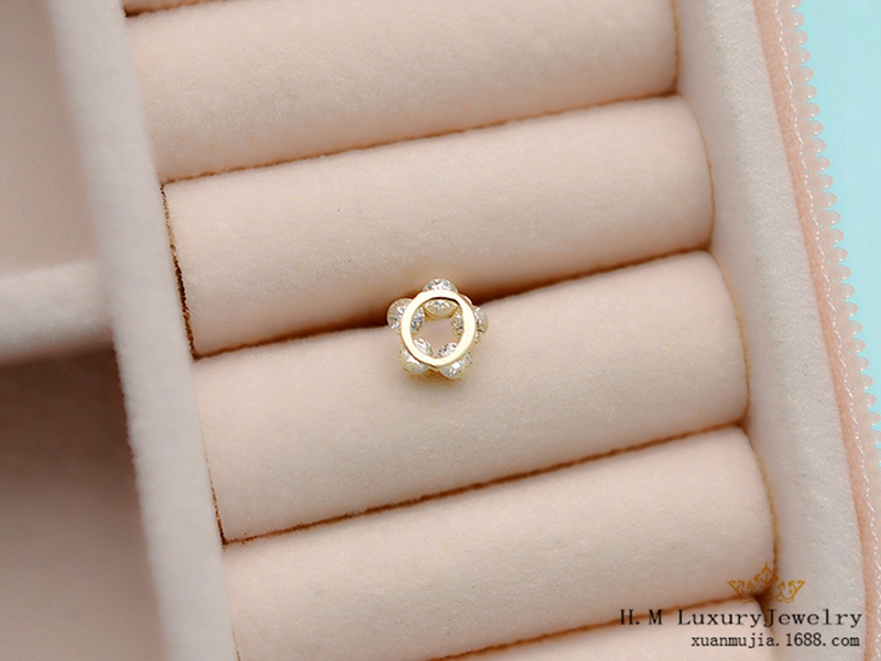 日韩系10K14K黄金饰品镶钻皇冠五瓣花圆圈螺丝款耳骨钉KLS1318-阿里巴巴