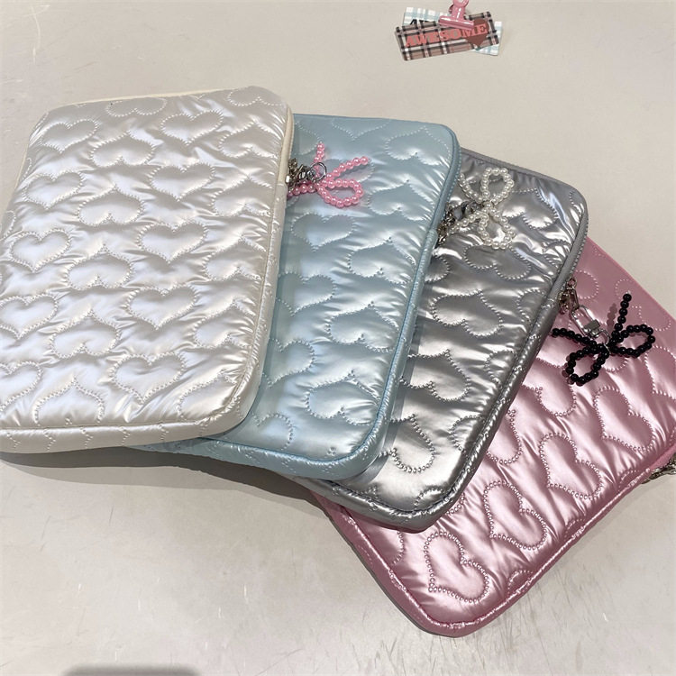 Cross-border korean ins love bow pearl tablet storage bag Ipad11 ...
