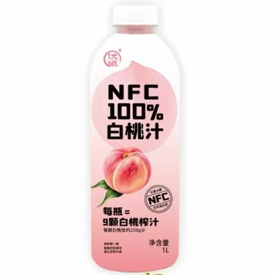 優饗100%NFC白桃汁果汁0添加鮮榨果汁桃汁白桃汁1L