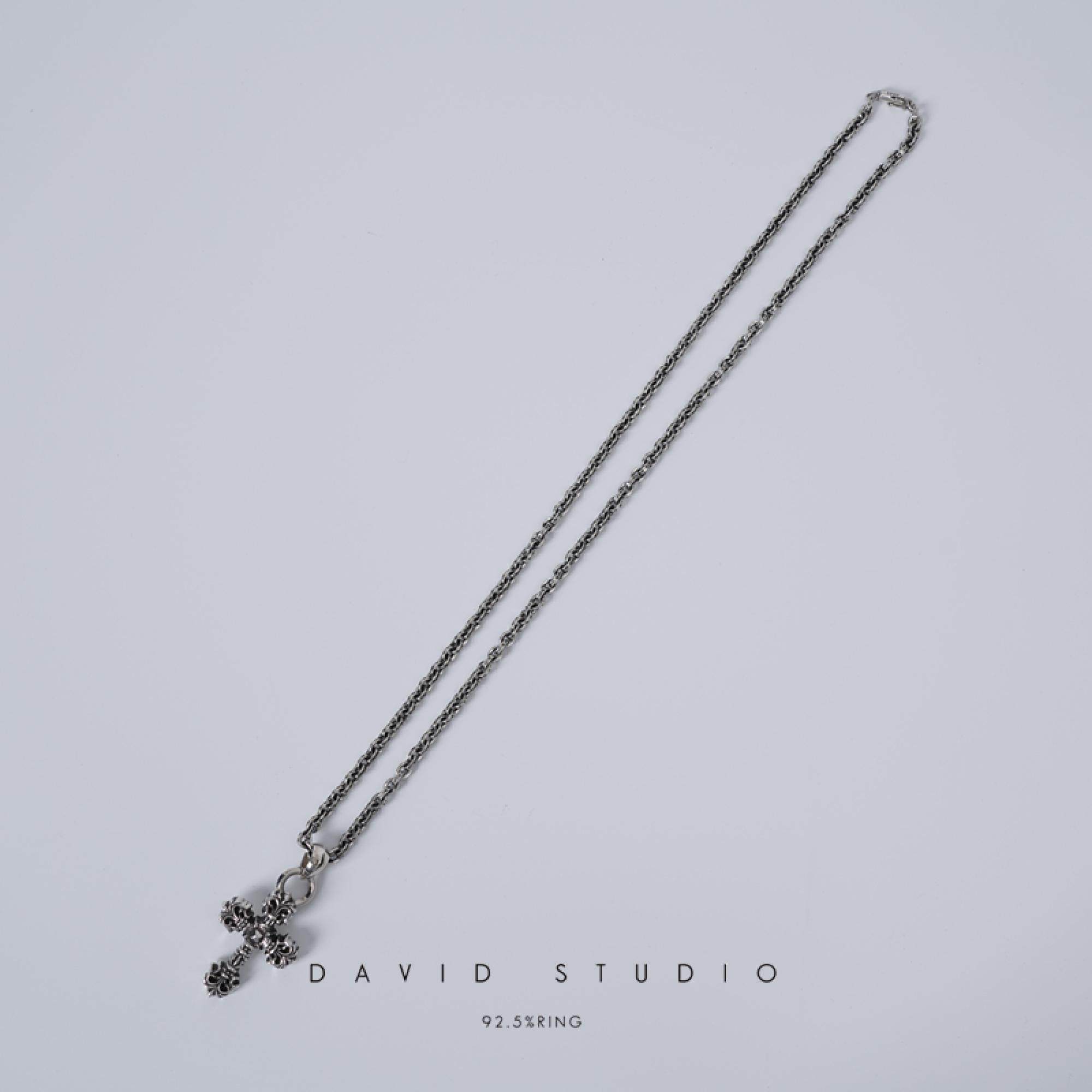 25年必买！David Studio925纯银火焰双环十字架项链｜情侣粗犷刻字神级种草-项链-淘宝好物网