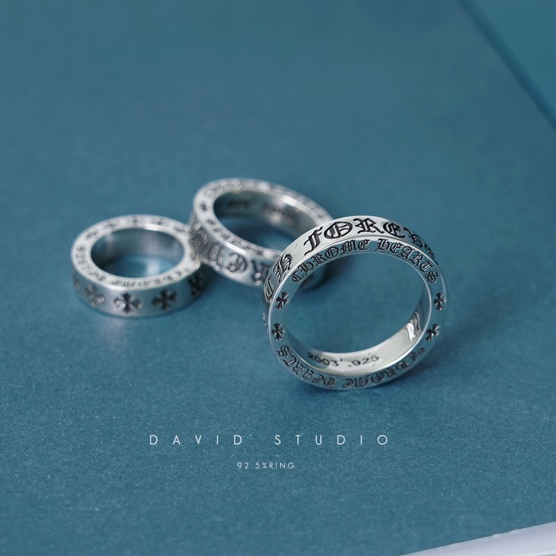 David studio sterling silver 925 cross punk couple forever ring GD ...